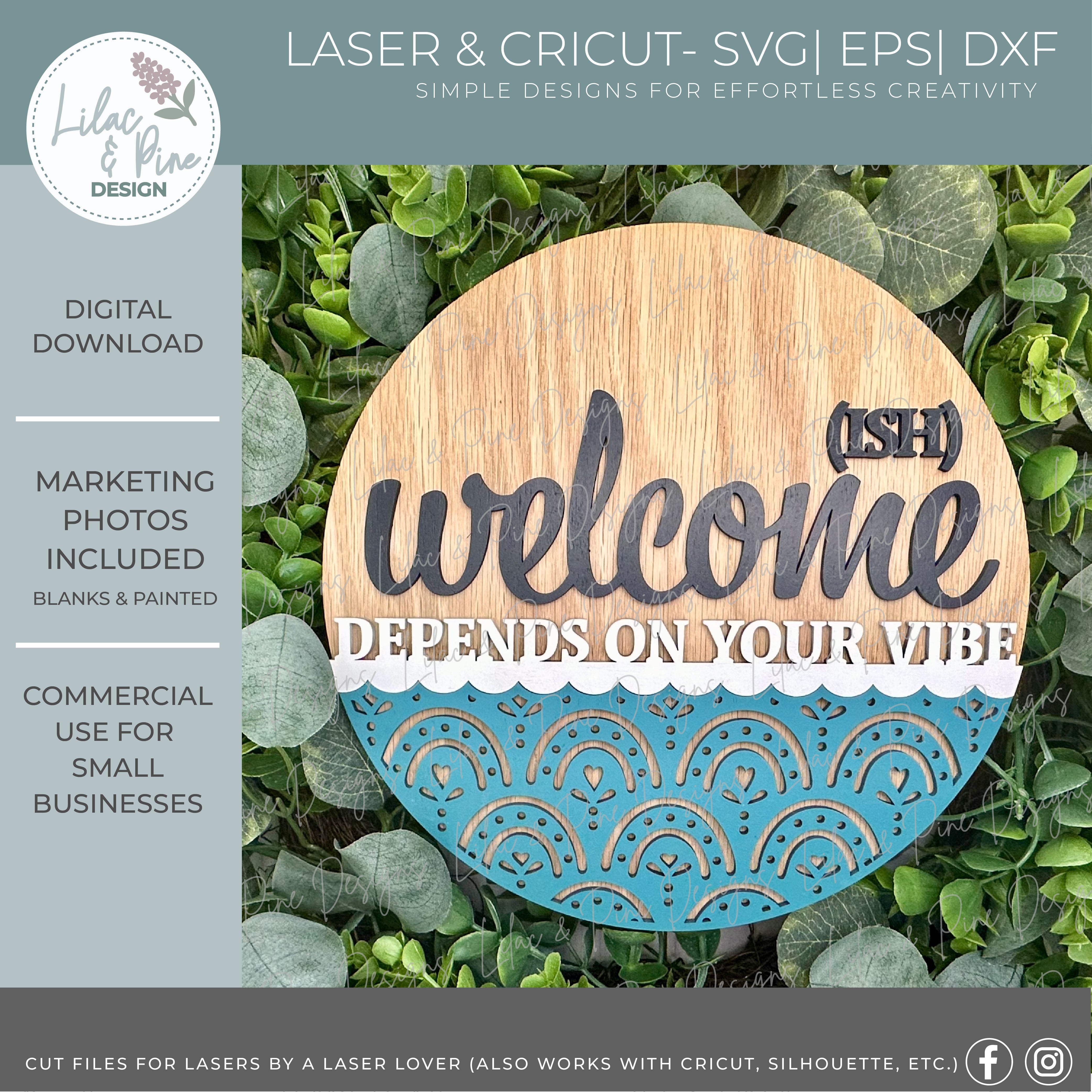 Welcome (ish) Depends on Your Vibe Round SVG - Funny Laser Cut Door Ha ...