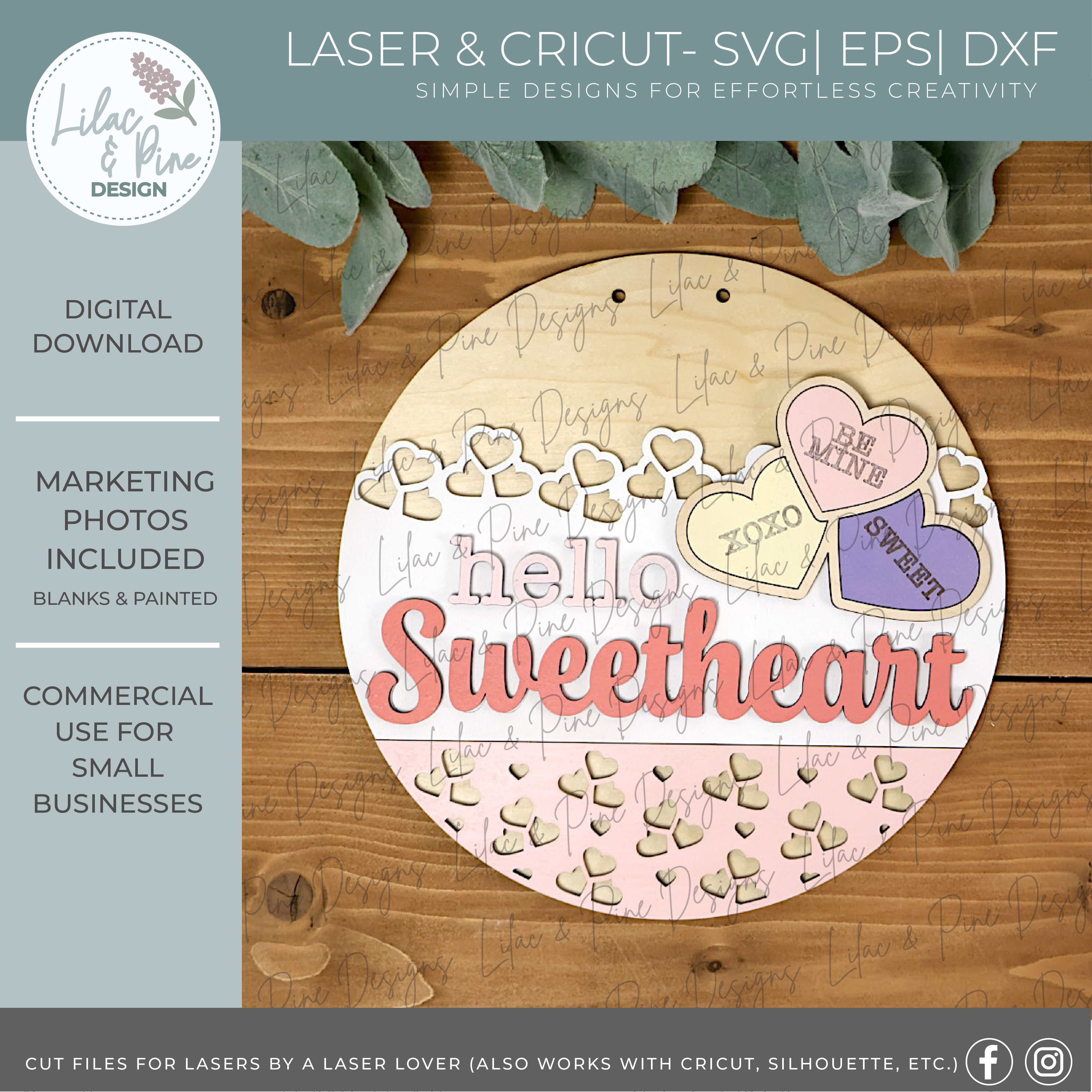 Hello Sweetheart SVG - Valentines Day Round Door Hanger - January 2026 ...